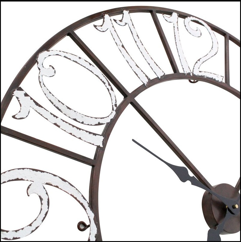 Groovy Large Brown And White Metal Wall Clock