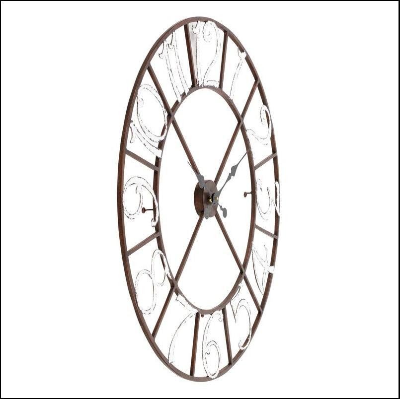 Groovy Large Brown And White Metal Wall Clock