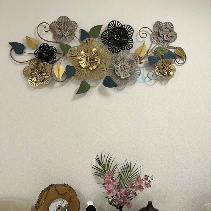 Alluring Gold Floral Metal Wall Hanging