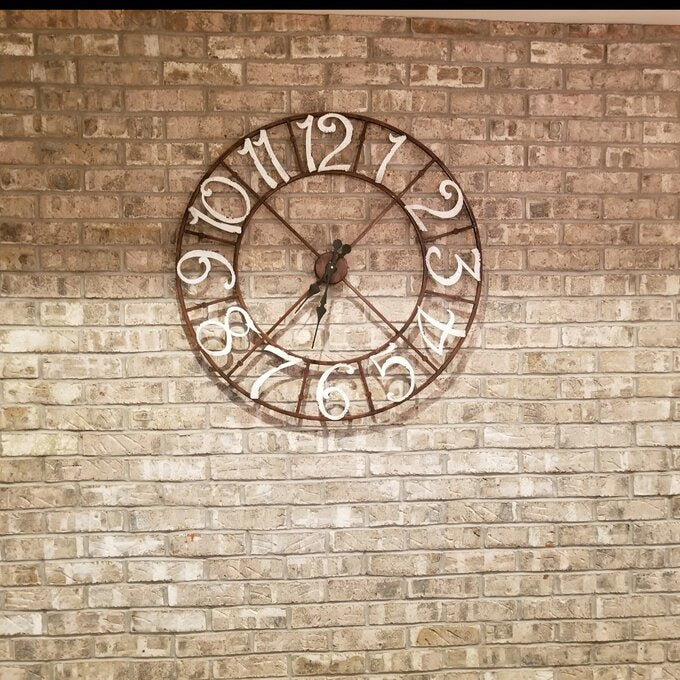 Groovy Large Brown And White Metal Wall Clock