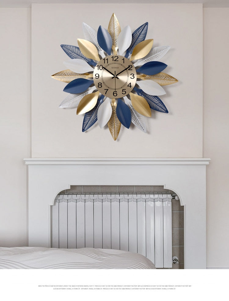 Regal Golden And Blue Wrought Iron Wall Clocks
