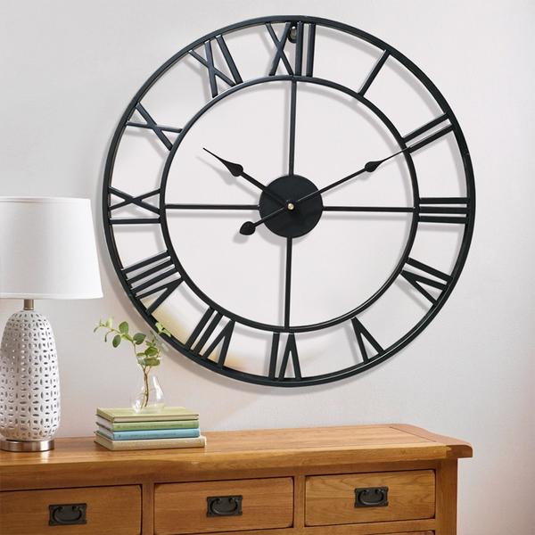 Ace Roman Large Hollow Wrought Iron Wall Clock
